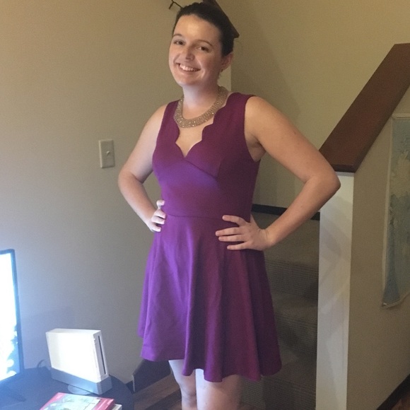 love...ady | Dresses | Dark Magenta Cocktail Dress With Scallop ...